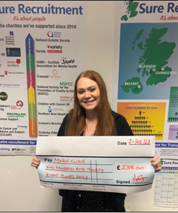 Livingston handing over charity cheques – Sure Recruitment